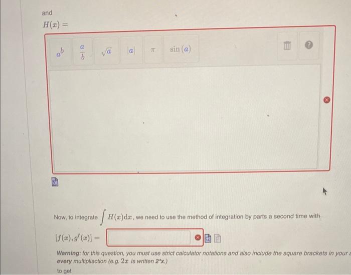 Solved choice of f and g′ lor your two integration by parts. | Chegg.com