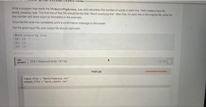 Solved Write a program that reads the file ManInTheArena.txt | Chegg.com