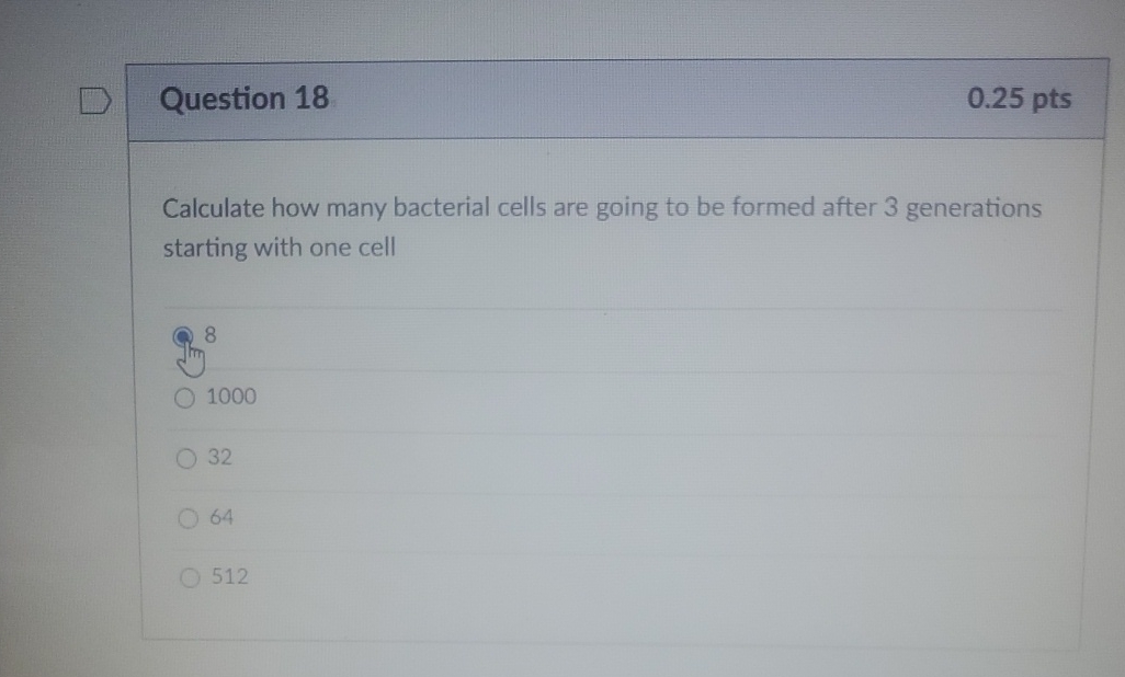 Solved Question 180.25ptsCalculate how many bacterial cells | Chegg.com