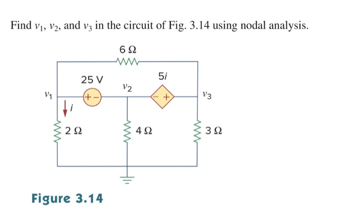 Solved Find V1, V2, and vz in the circuit of Fig. 3.14 using | Chegg.com
