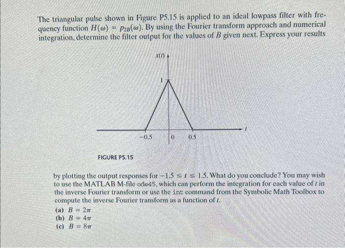 Solved The triangular pulse shown in Figure P5.15 is applied | Chegg.com