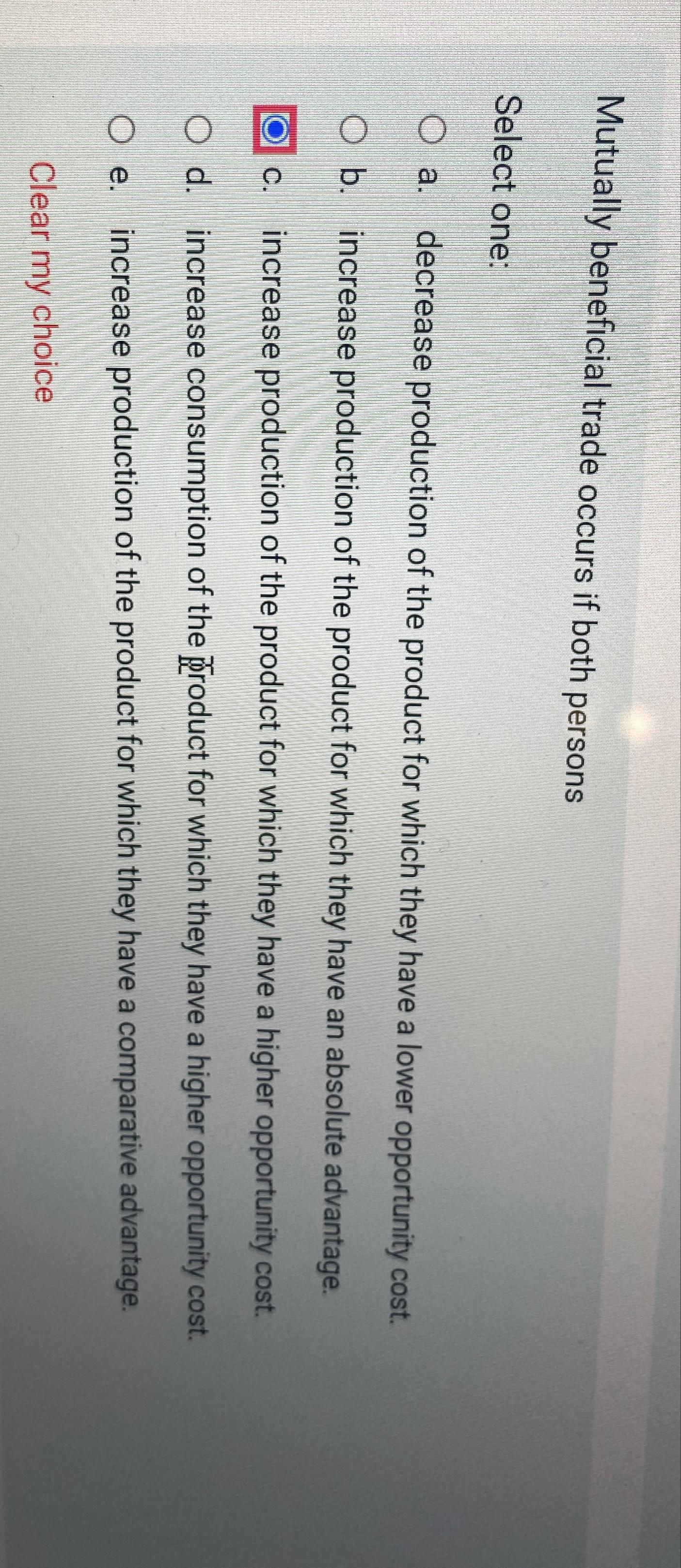 Solved Mutually beneficial trade occurs if both | Chegg.com