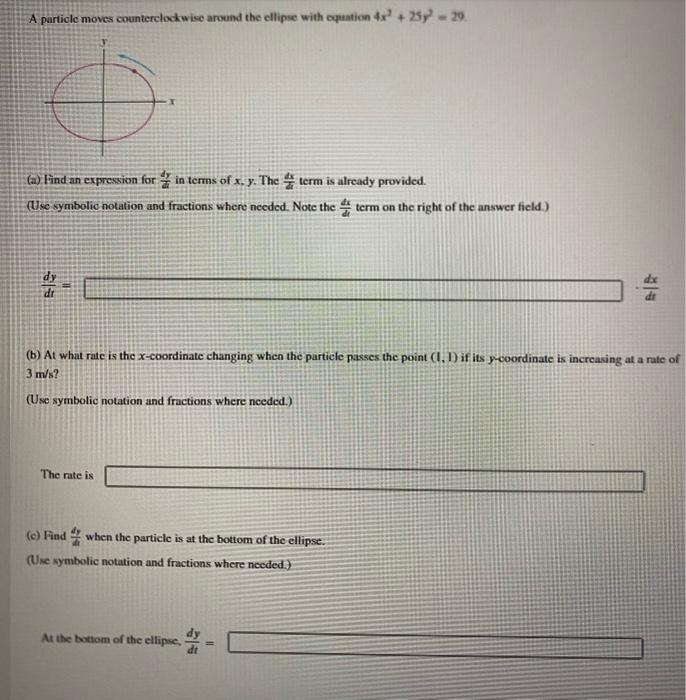 Solved A particlo moves counterclockwise around the ellipse | Chegg.com