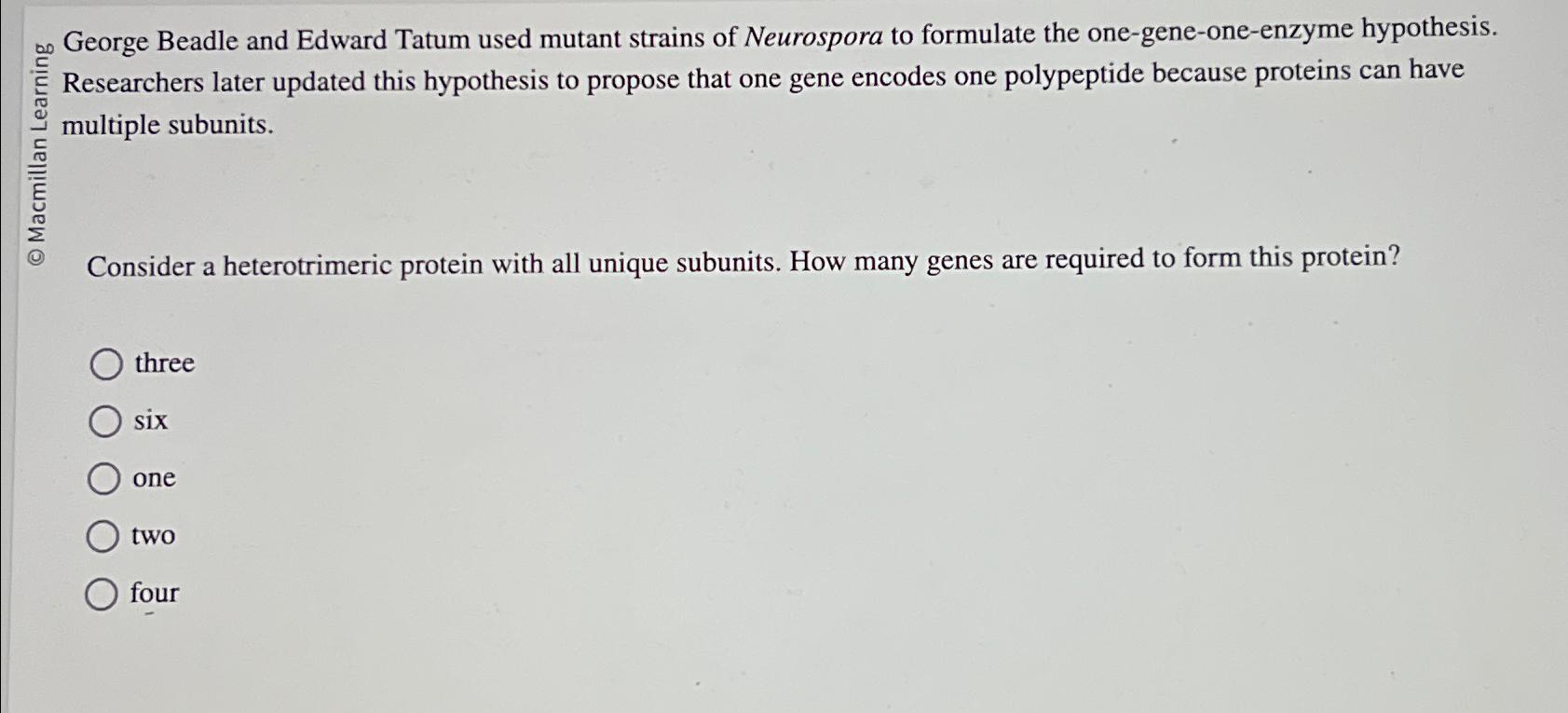 Solved Weorge Beadle and Edward Tatum used mutant strains of | Chegg.com