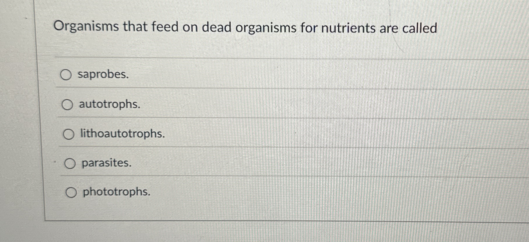 Solved Organisms that feed on dead organisms for nutrients | Chegg.com