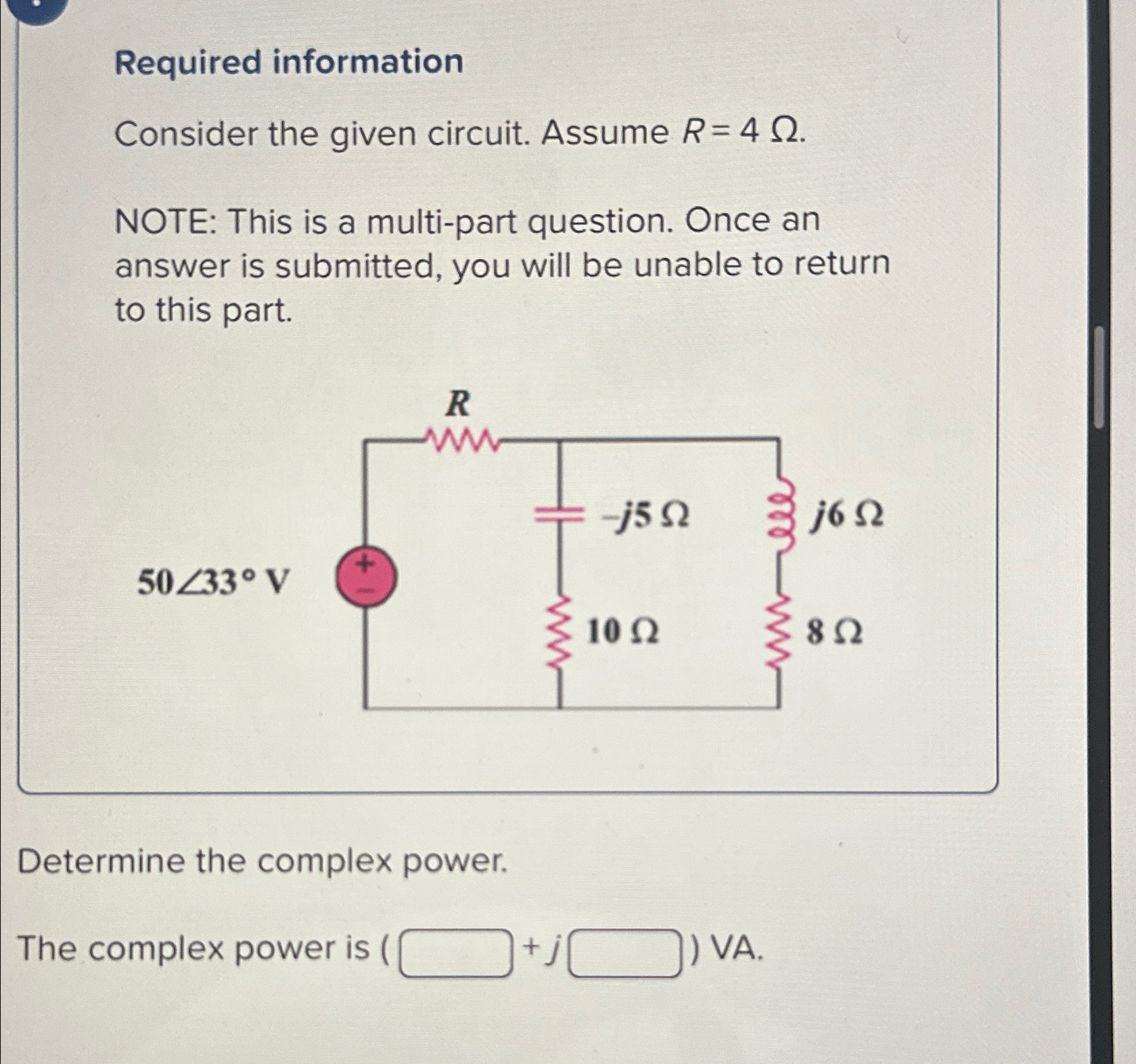 Solved Required informationConsider the given circuit. | Chegg.com