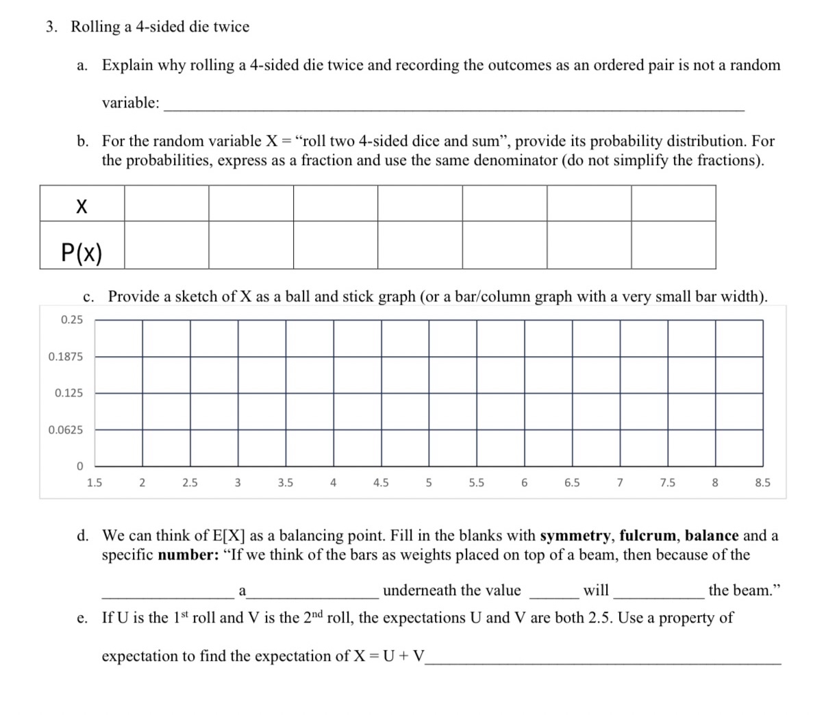 Solved Rolling a 4 -sided die twicea. ﻿Explain why rolling a | Chegg.com