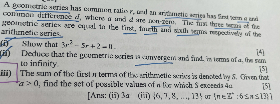 Solved A geometric series has common ratio r, ﻿and an | Chegg.com