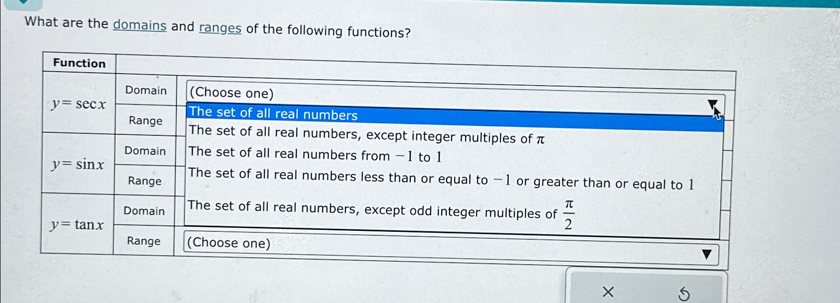 Solved What are the domains and ranges of the following | Chegg.com