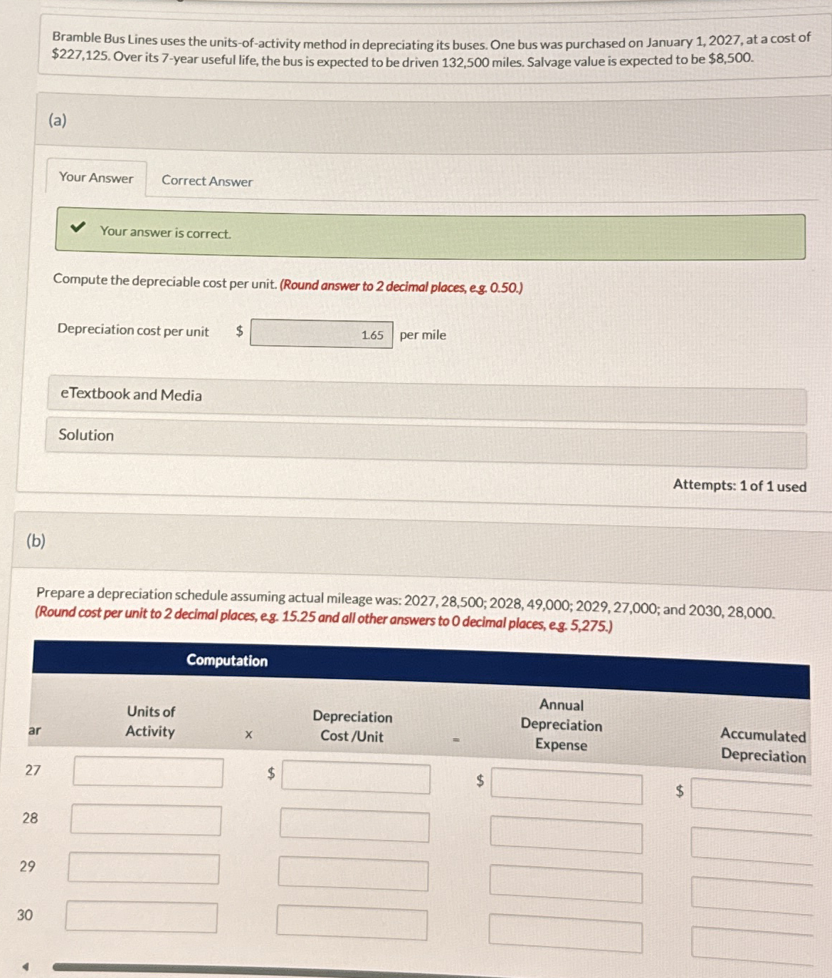 Solved Bramble Bus Lines uses the units-of-activity method | Chegg.com
