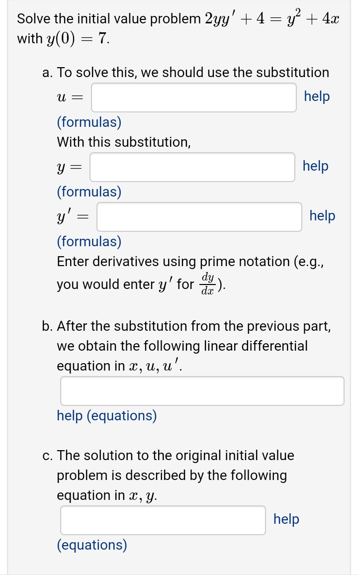 Solved Solve the initial value problem 2yy'+4=y2+4x ﻿with | Chegg.com