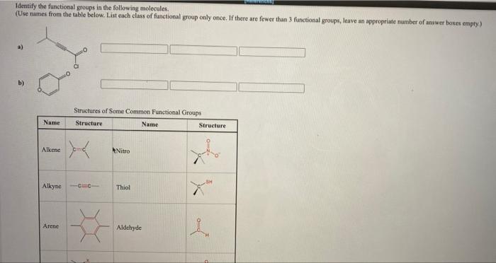 Solved Identify the functional groups in the following | Chegg.com