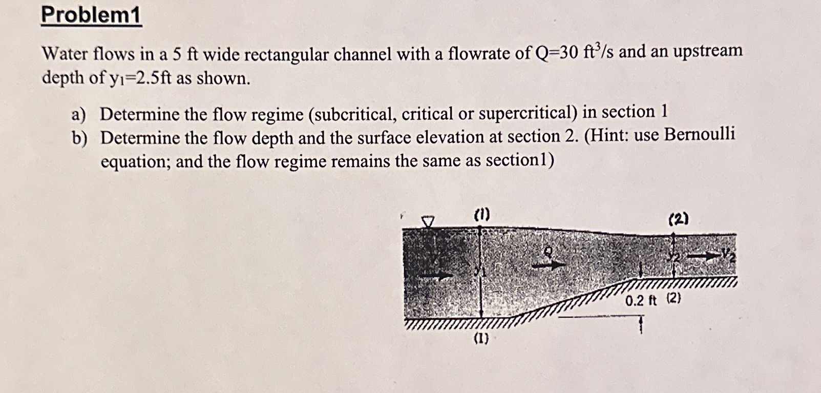 Solved Problem1Water flows in a 5ft ﻿wide rectangular | Chegg.com