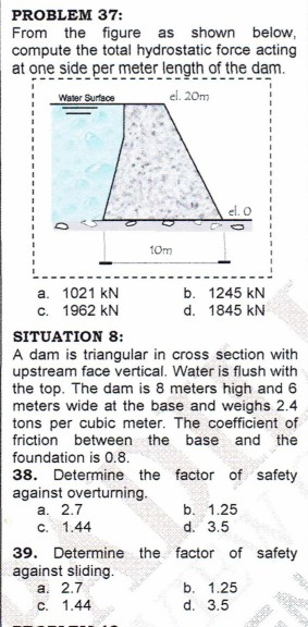 Solved PROBLEM 37: From the figure as shown below, compute | Chegg.com