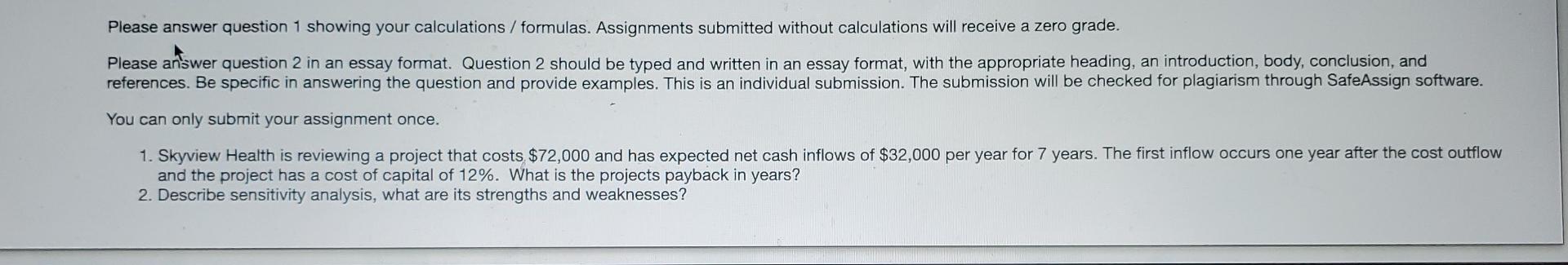 Solved Please answer question 1 showing your calculations / | Chegg.com
