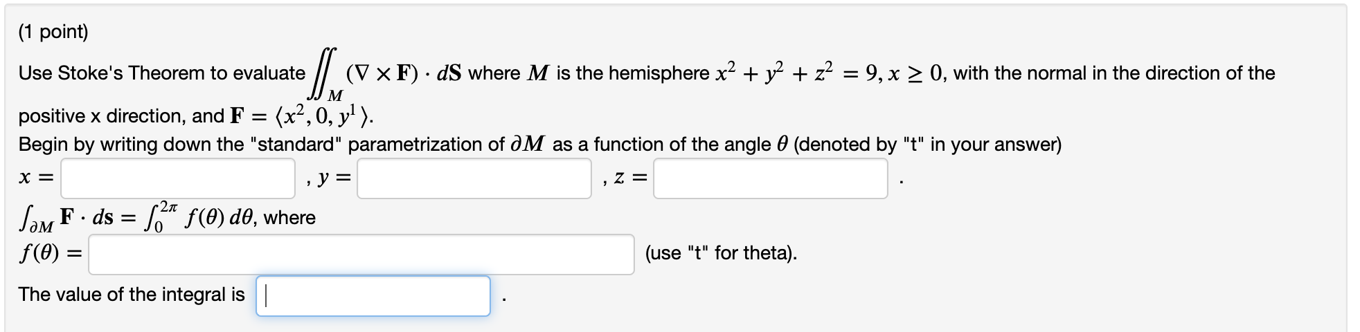 (1 ﻿point)Use Stoke's Theorem to ﻿evaluate | Chegg.com