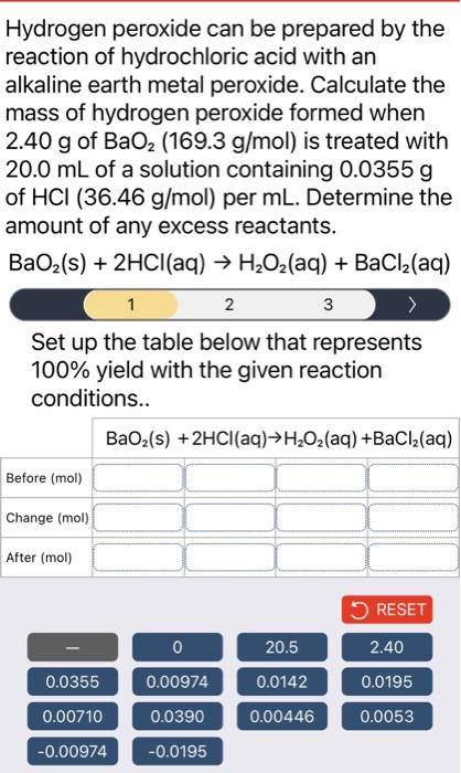 [Solved]: Hydrogen peroxide can be prepared by the reaction