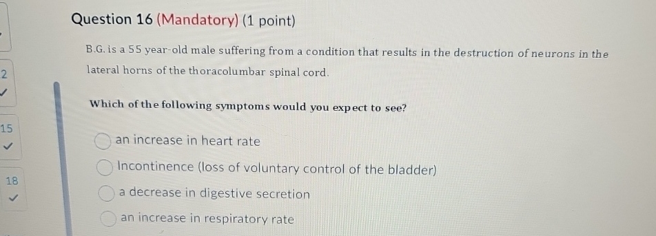 Solved Question 16 (Mandatory) (1 ﻿point)B.G. ﻿is a 55 | Chegg.com