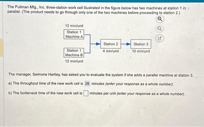 Solved The Pullman Mfg., Inc. three-station work cell | Chegg.com
