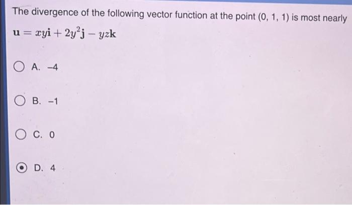 Solved The Divergence Of The Following Vector Function At