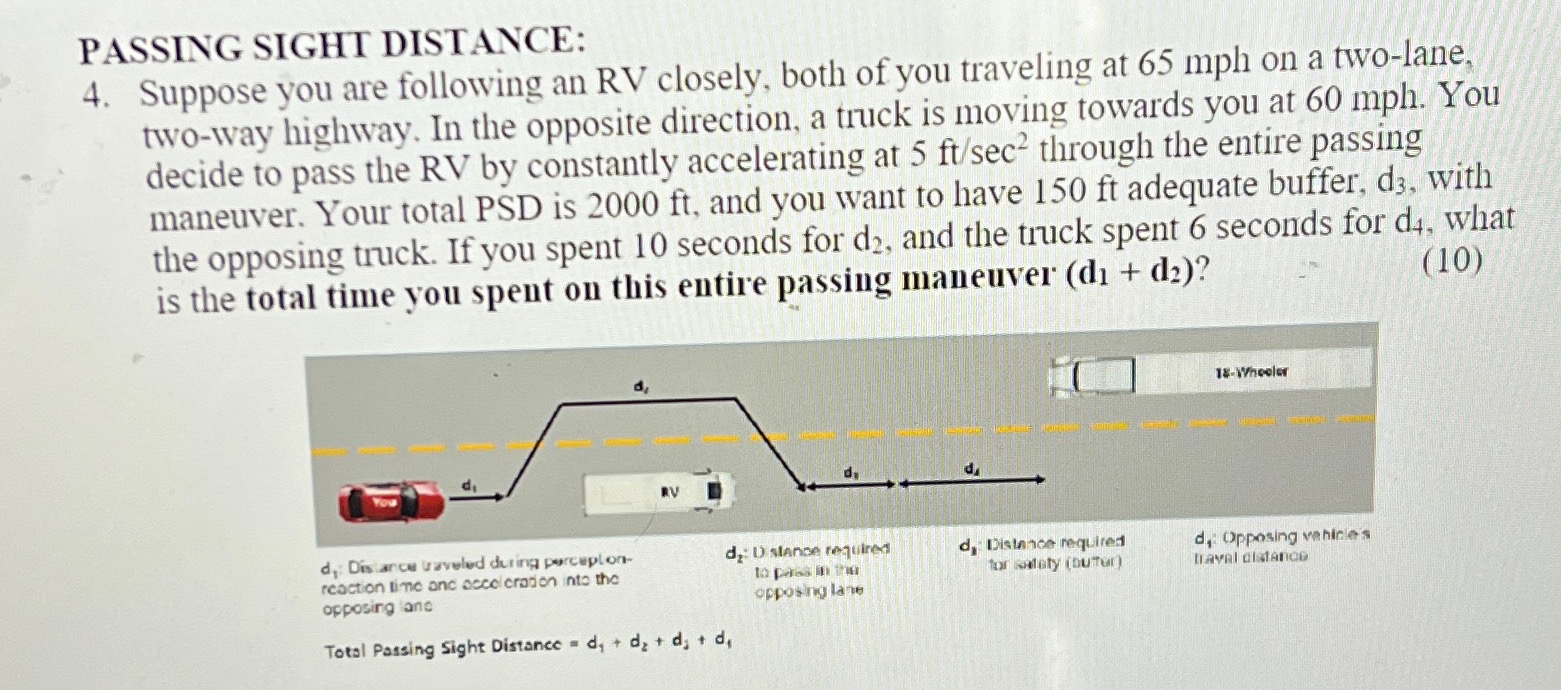 Solved PASSING SIGHT DISTANCE:4. ﻿Suppose you are following | Chegg.com