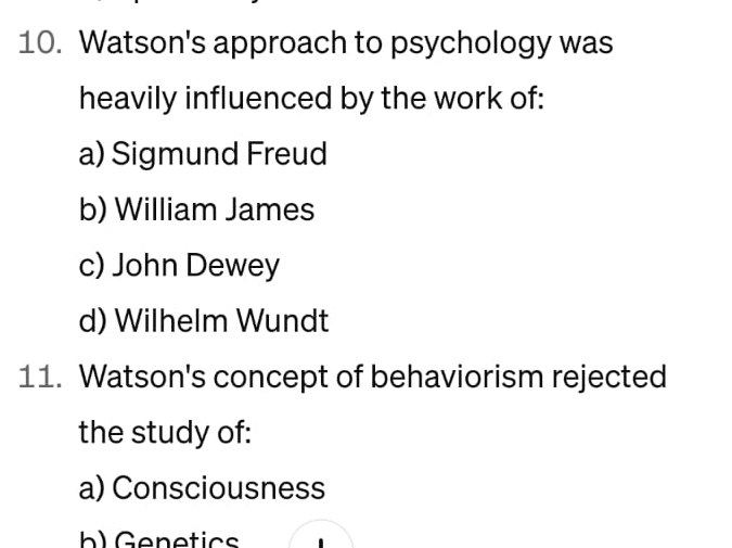 Solved Watson's approach to psychology was heavily | Chegg.com
