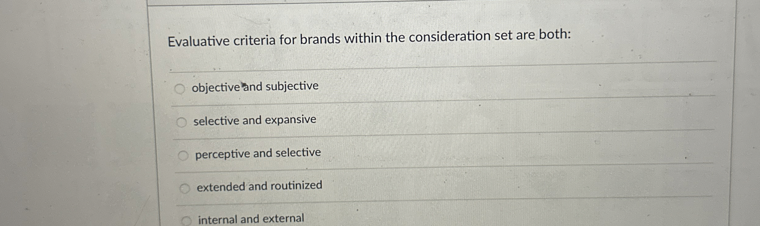 Solved Evaluative Criteria For Brands Within The