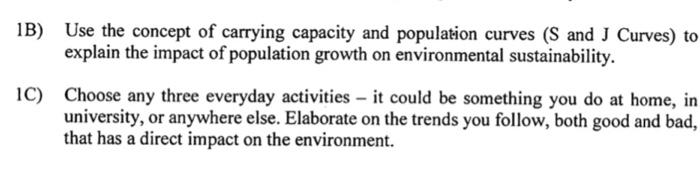 Solved IB) Use the concept of carrying capacity and | Chegg.com