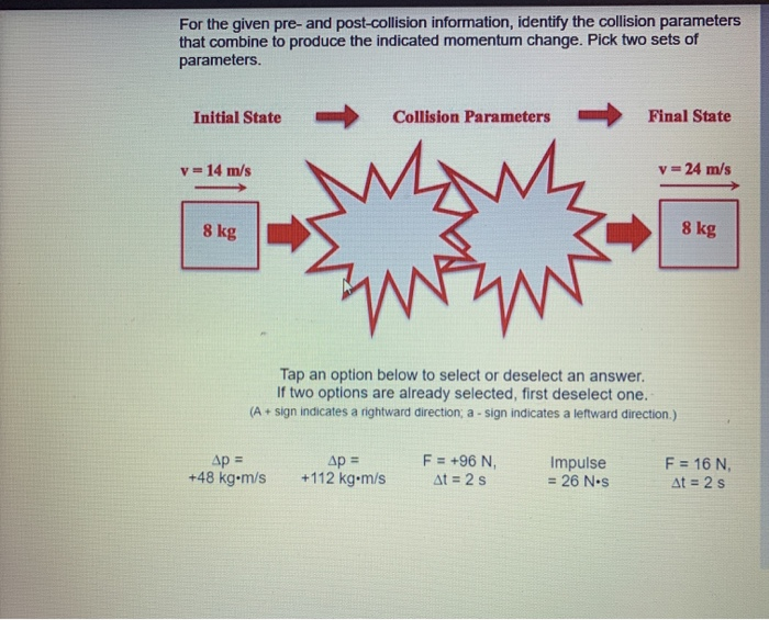 For the given pre- and post-collision information, | Chegg.com