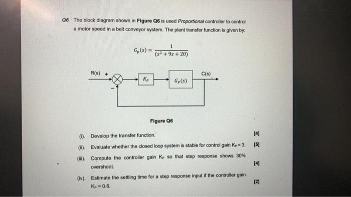 Solved Q6 The block diagram shown in Figure Q6 is used | Chegg.com