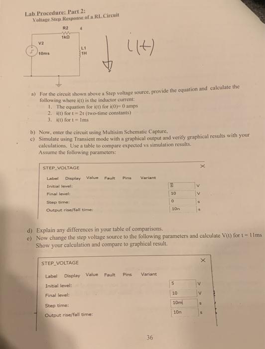 Solved Lab Procedure: Part 2: Voltage Step Response of a RL | Chegg.com