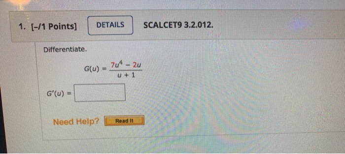 Solved 1. [-/1 Points] DETAILS SCALCET9 3.2.012. | Chegg.com