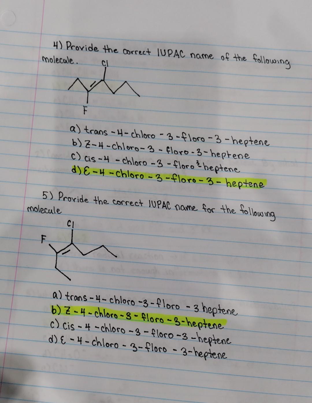 Solved 4) Provide the correct IUPAC name of the following | Chegg.com