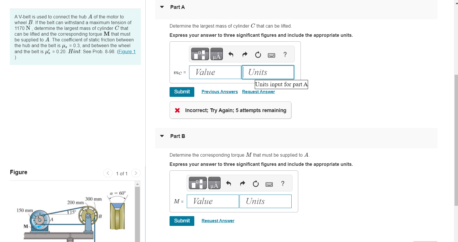 Solved be supplied to A. ﻿The coefficient of static friction | Chegg.com