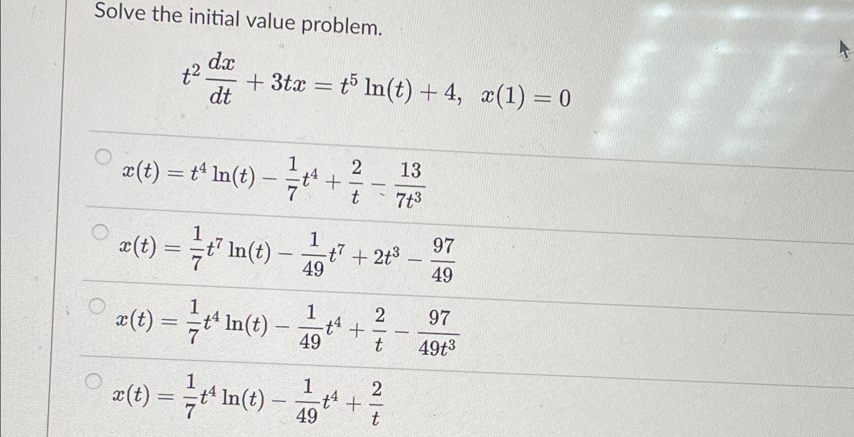 Solved Solve the initial value | Chegg.com