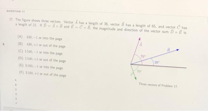 Solved QUESTION 17 17. The figure shows three vectors. | Chegg.com