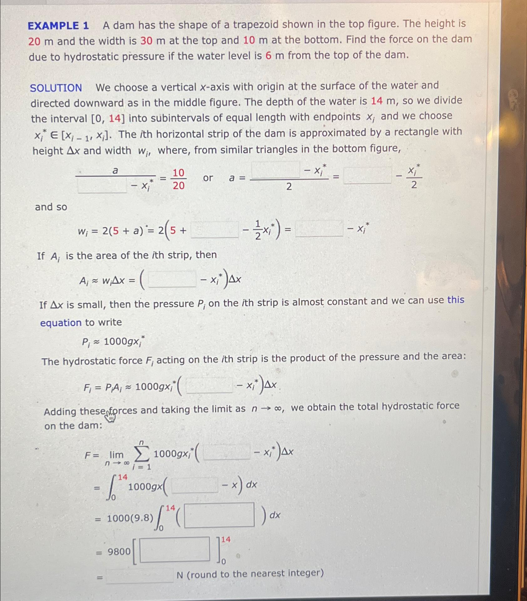 EXAMPLE 1 ﻿A dam has the shape of a trapezoid shown | Chegg.com