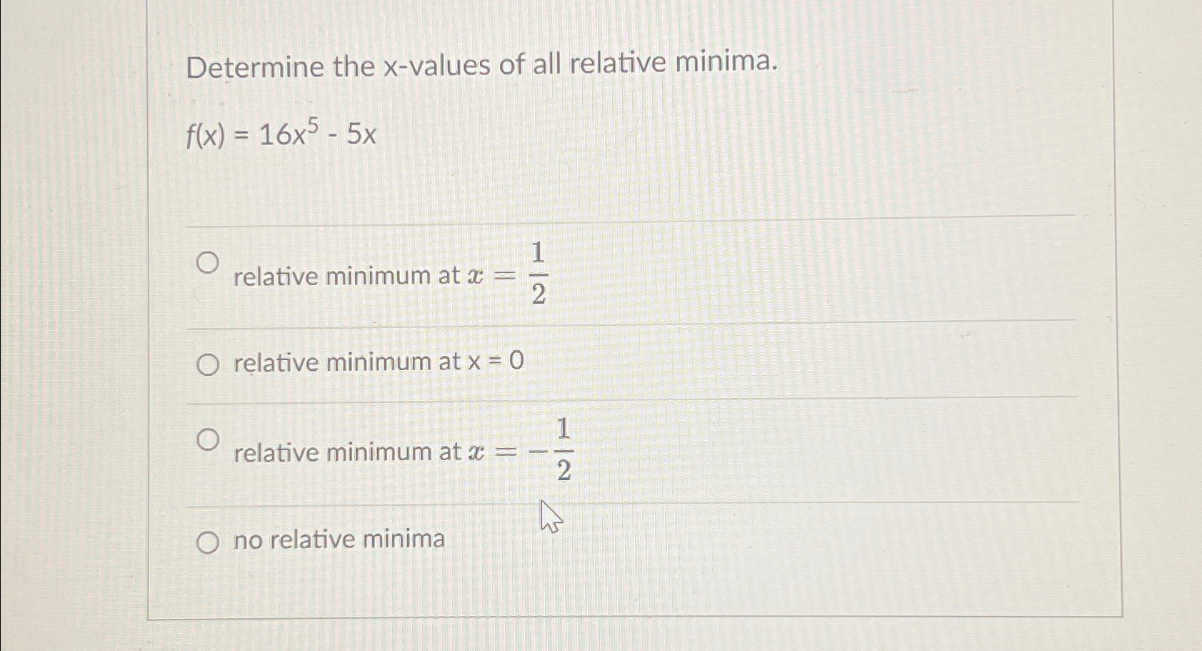 Solved Determine the x-values of all relative | Chegg.com