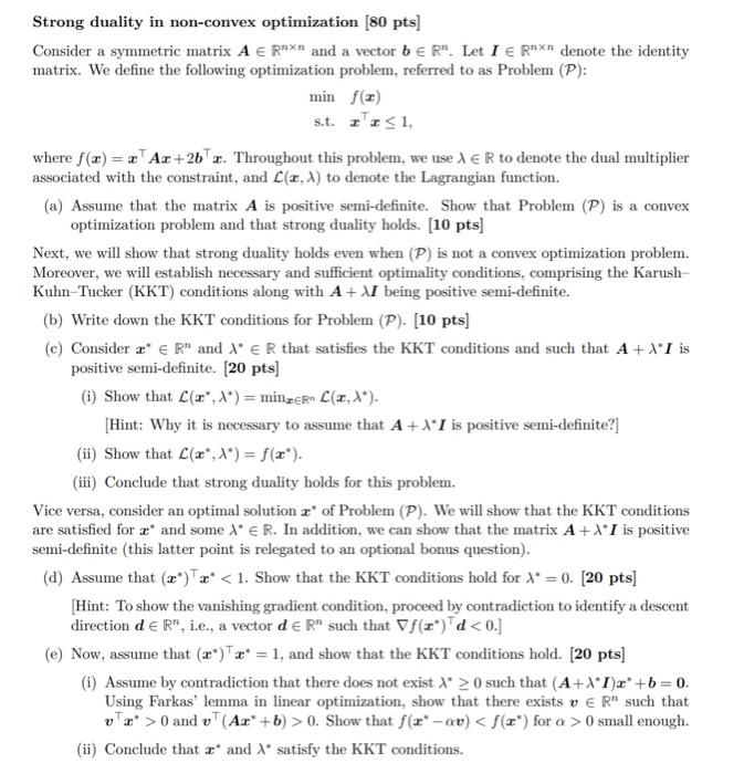 Solved Strong Duality In Non Convex Optimization [80 Pts]