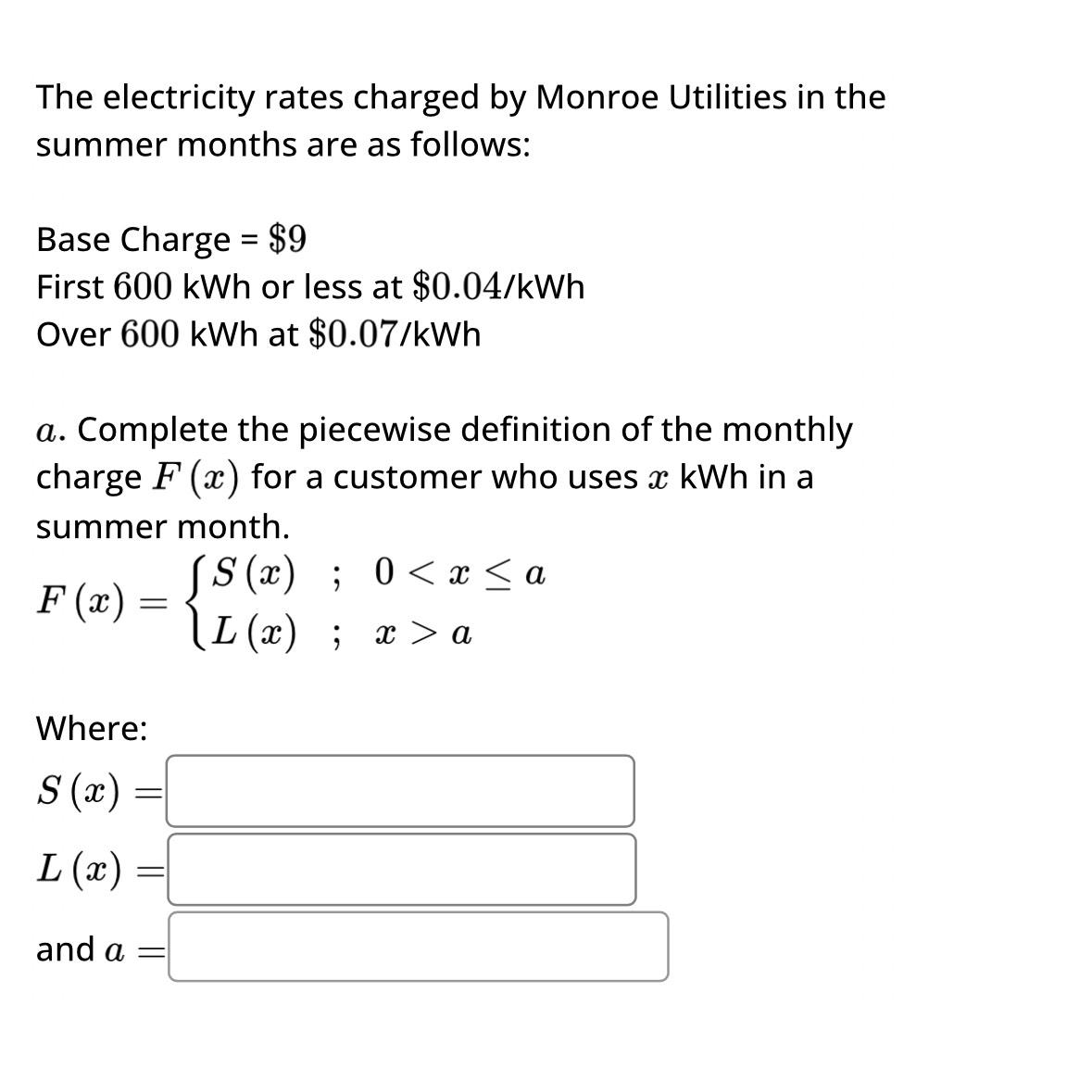Solved The electricity rates charged by Monroe Utilities in | Chegg.com