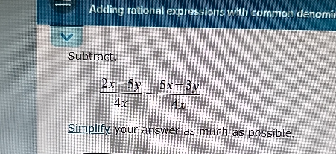 Solved Adding rational expressions with common | Chegg.com