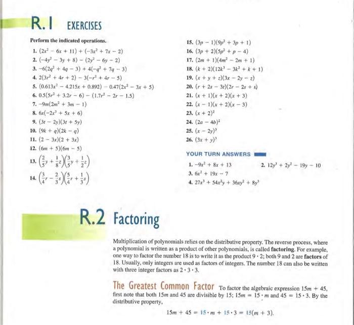 Solved Perform the indicated operations. 1. | Chegg.com