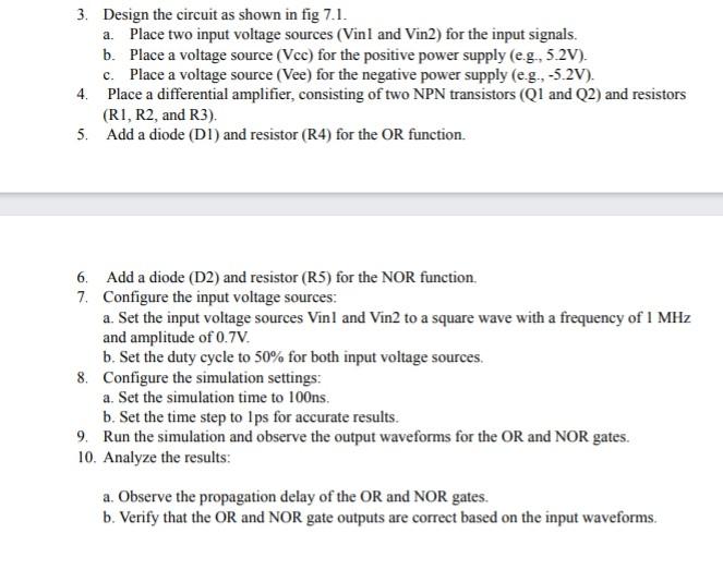 Solved Lab 07 OR/ NOR Gate Implementation using Emitter | Chegg.com