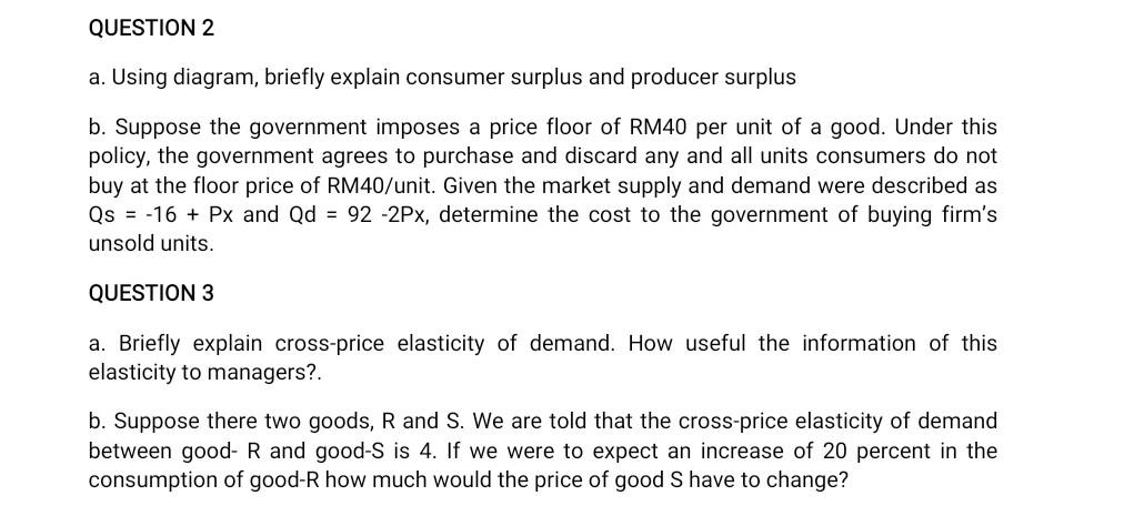 Solved a. Using diagram, briefly explain consumer surplus | Chegg.com