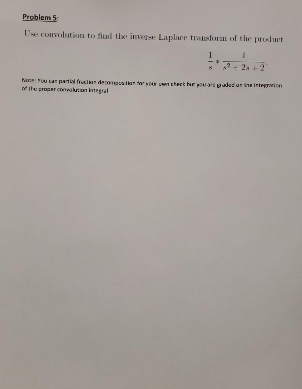 Solved Problem 5: Use convolution to find the inverse | Chegg.com
