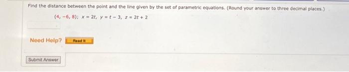 Solved Find the distance between the point and the line | Chegg.com