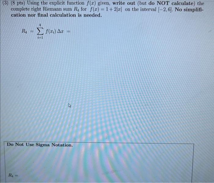 Solved 3) (8 pts) Using the explicit function f(x) given, | Chegg.com