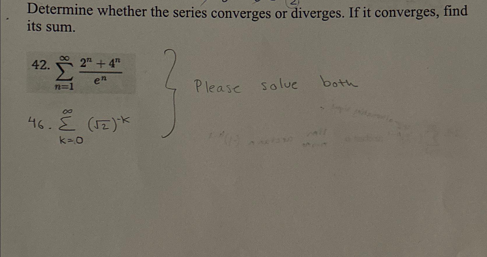 Solved Determine whether the series converges or diverges. | Chegg.com