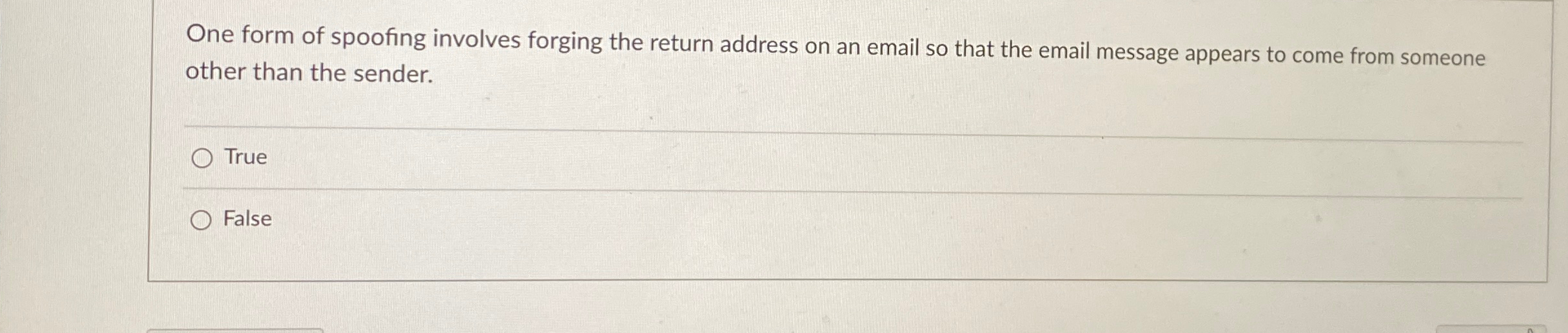 Solved One form of spoofing involves forging the return | Chegg.com