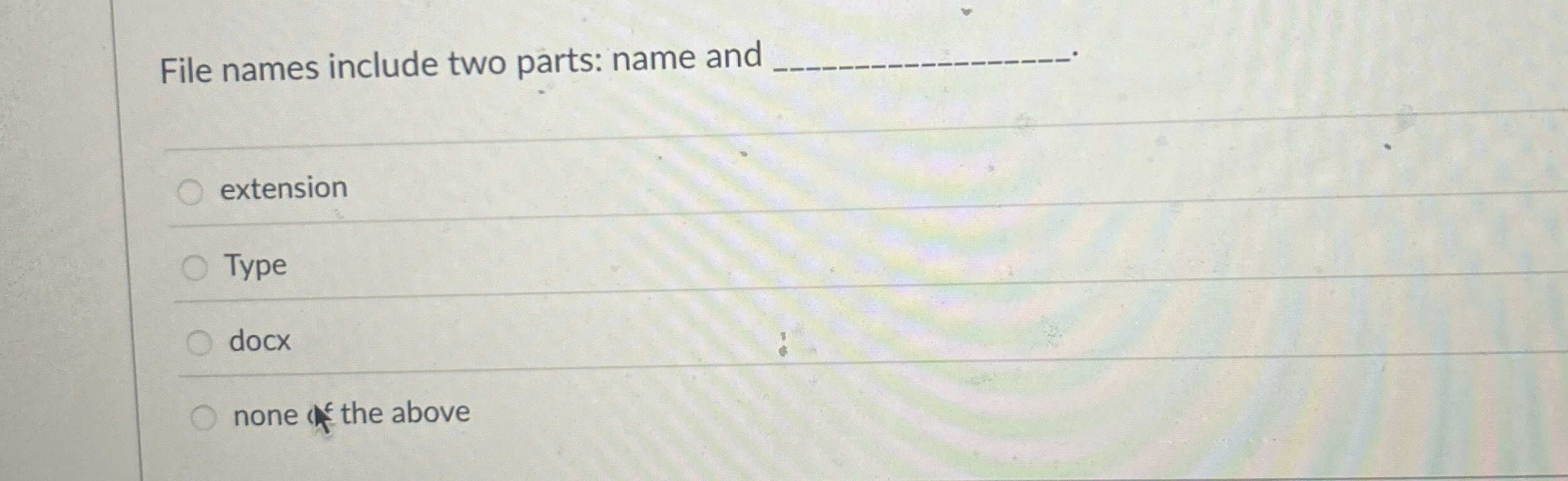 Solved File names include two parts: name and | Chegg.com